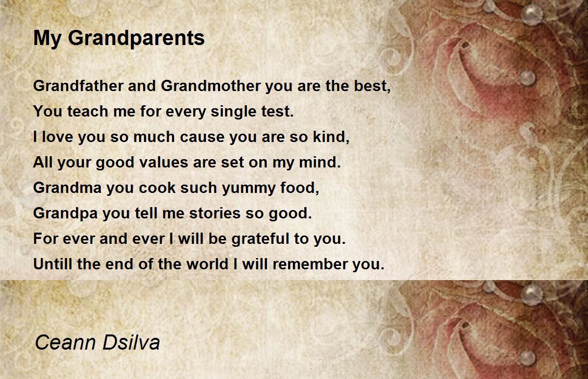 I Love My Grandparents Poem Poems For Grandparents Day