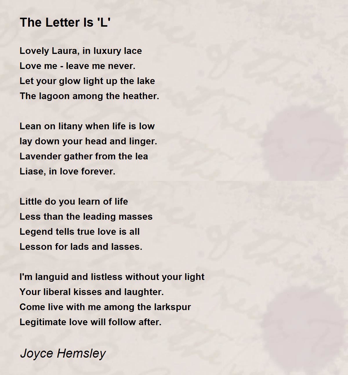 Letter L Poems