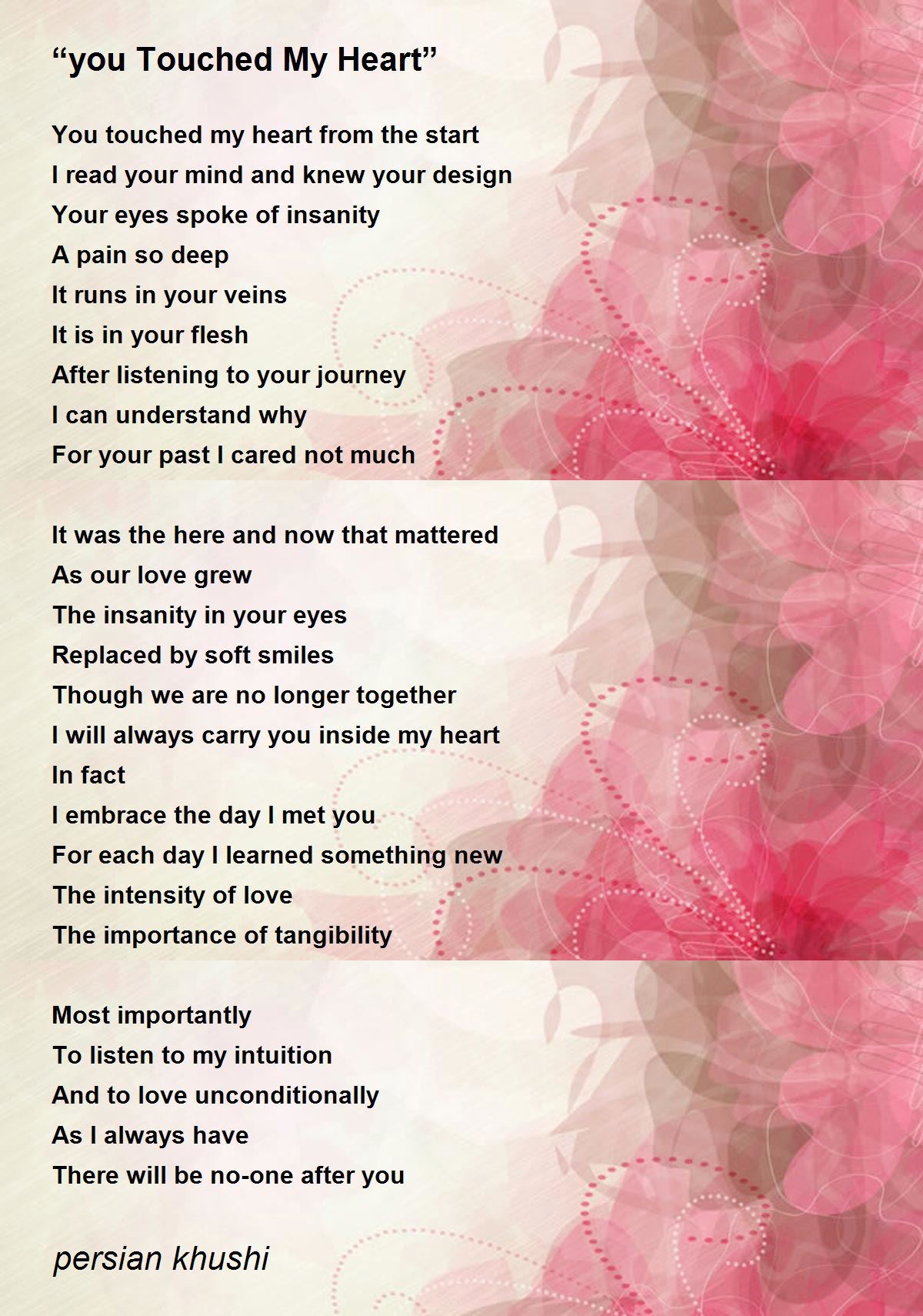 You Touch My Heart Poem