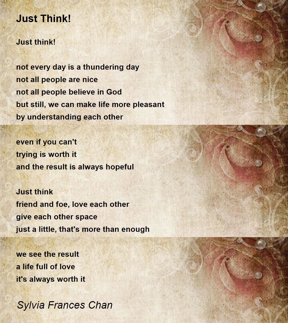 Just Think Poem Read A Little Poetry On X: "“It's O.K. I Think / I