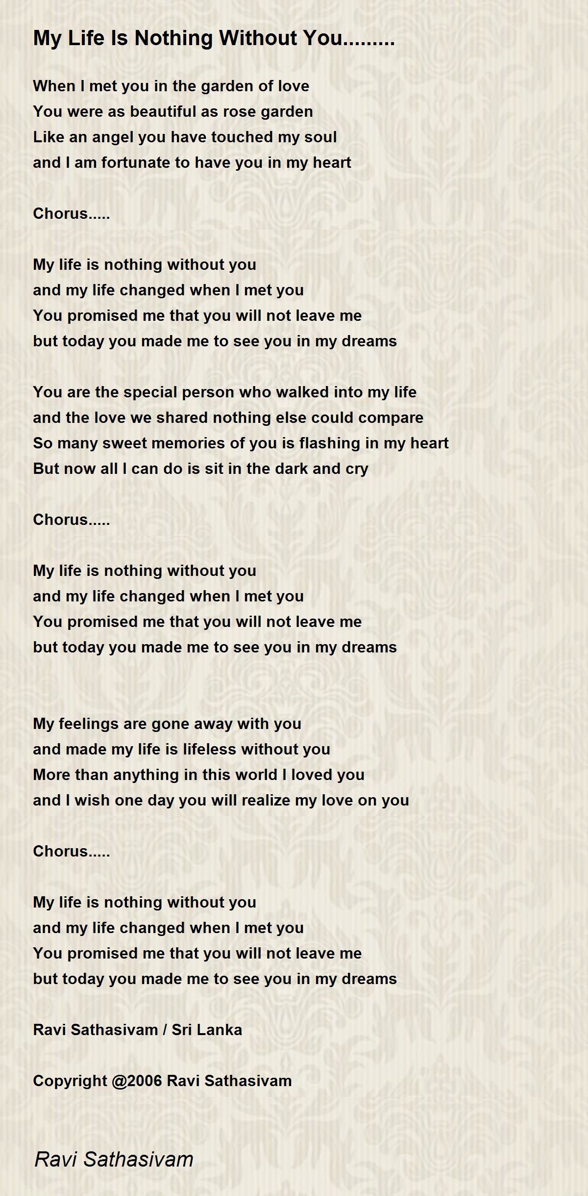 Nothing Without You Poem Nothing Without You Poem