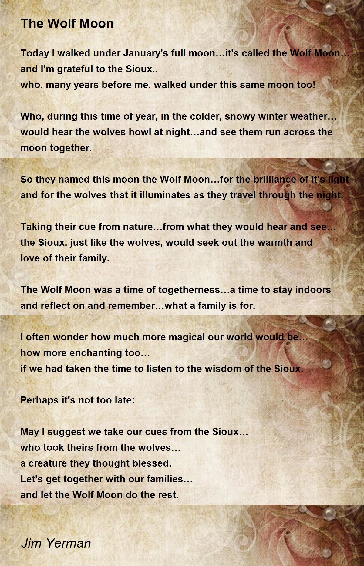 Full Wolf Moon Poem Valerie Lawson Poetry Wolf Moon