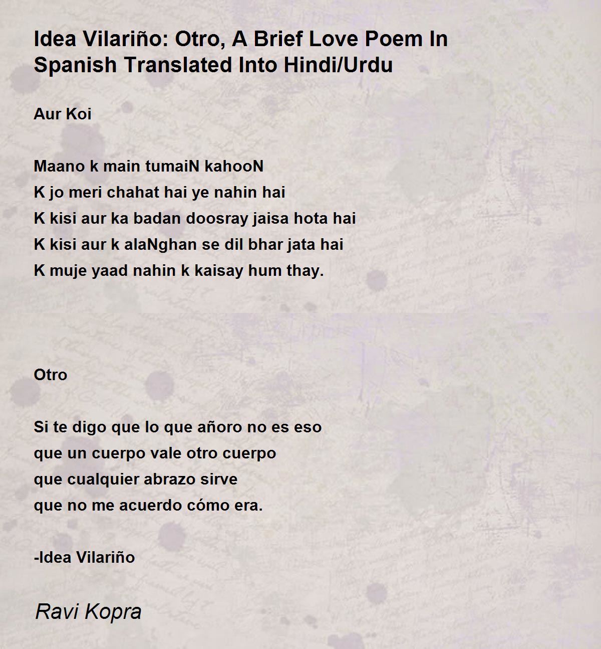 Sad Love Poems In Spanish