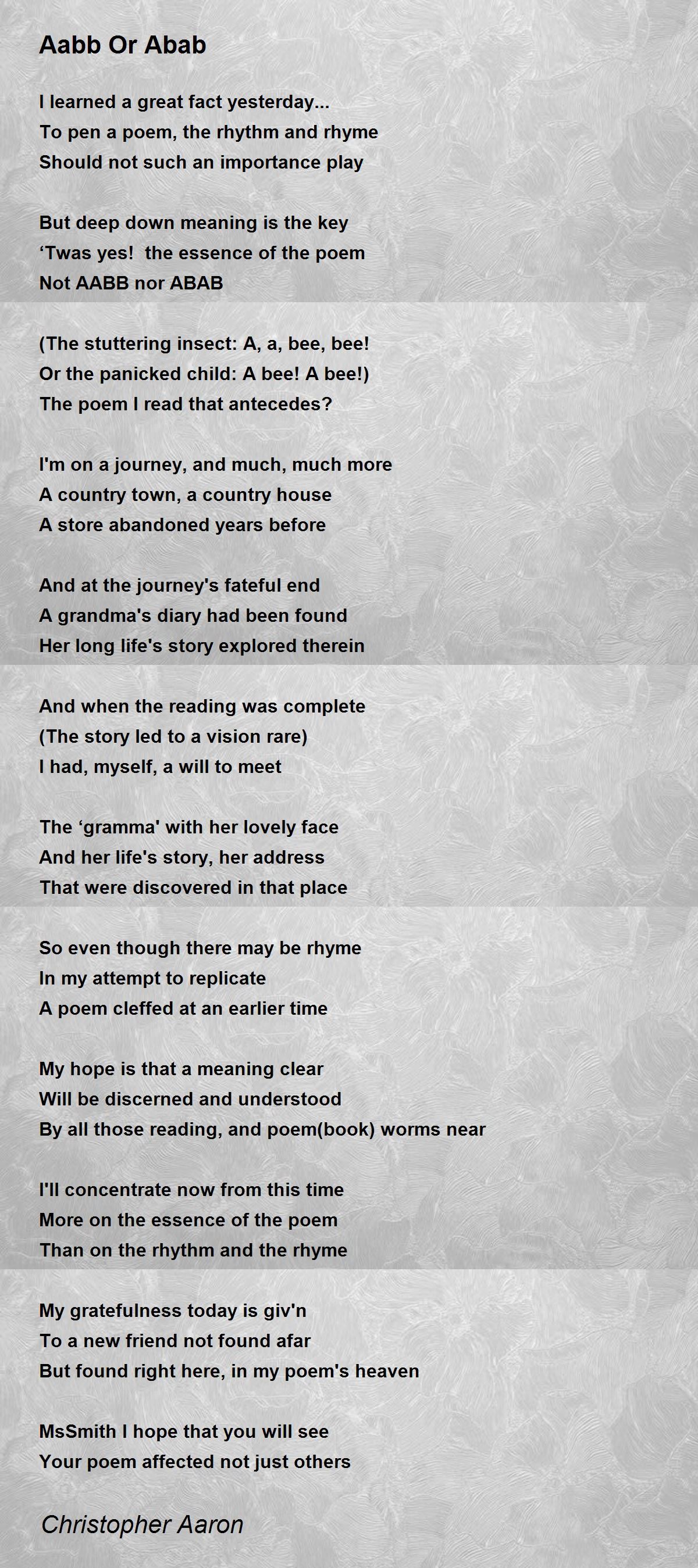 Aabb Rhyming Poems Infoupdate
