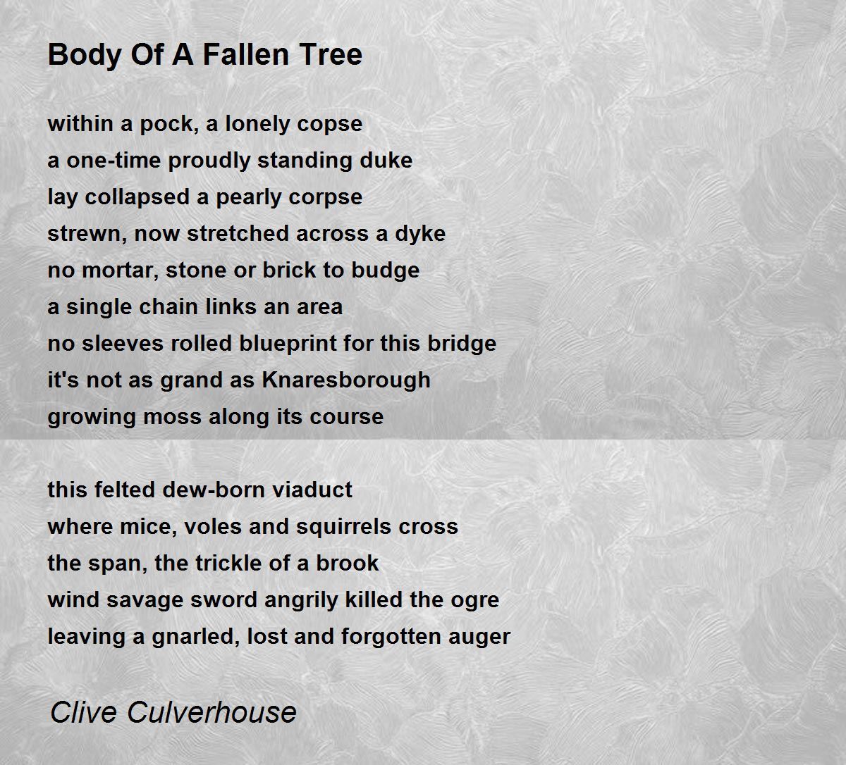 Fallen Tree Poem When Great Trees Fall By Maya Angelou (1928 2014)