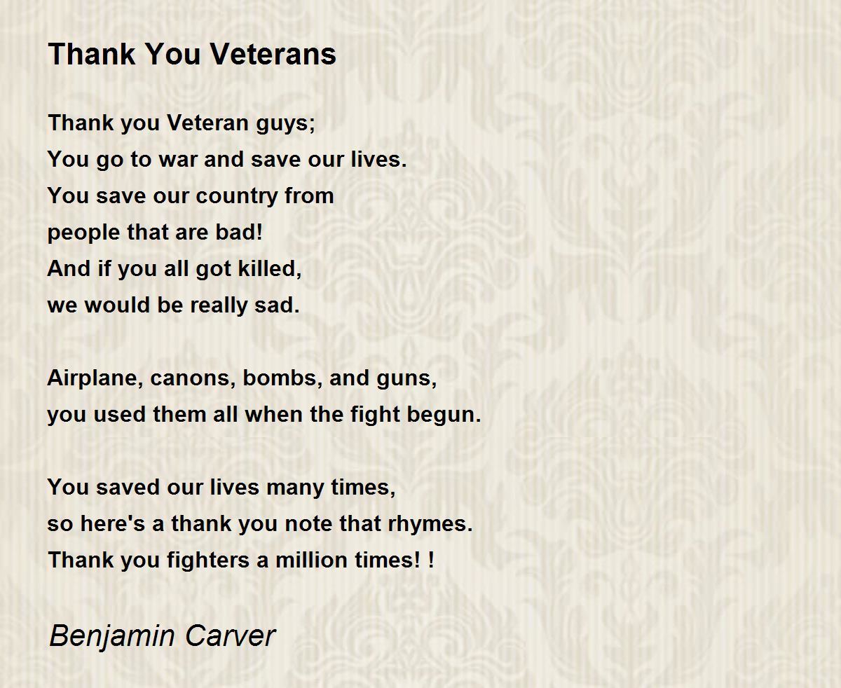 Thank You Veterans Poems