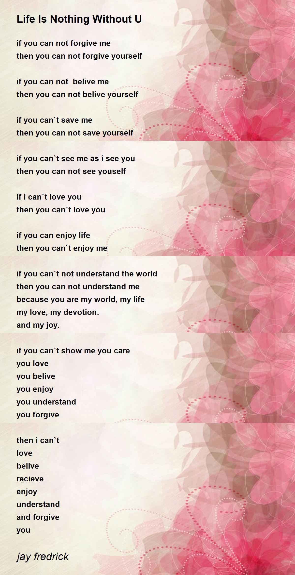 Nothing Without You Poem Nothing Without You Poem