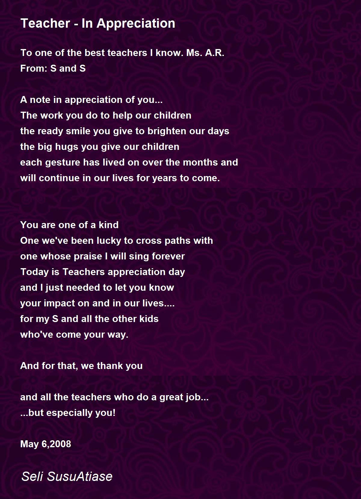 Staff Appreciation Poems Staff Appreciation Poems