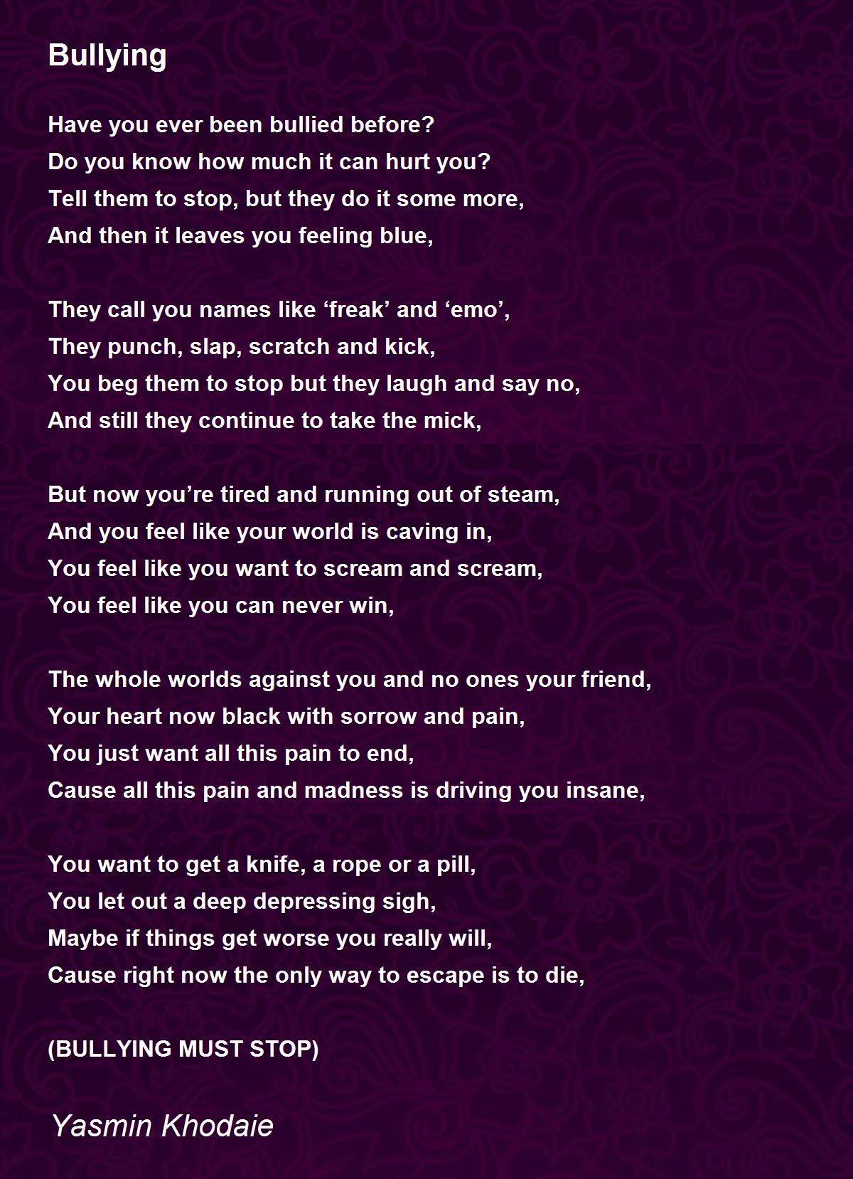 Poems To Stop Bullying Infoupdate Poems To Stop Bullying Infoupdate