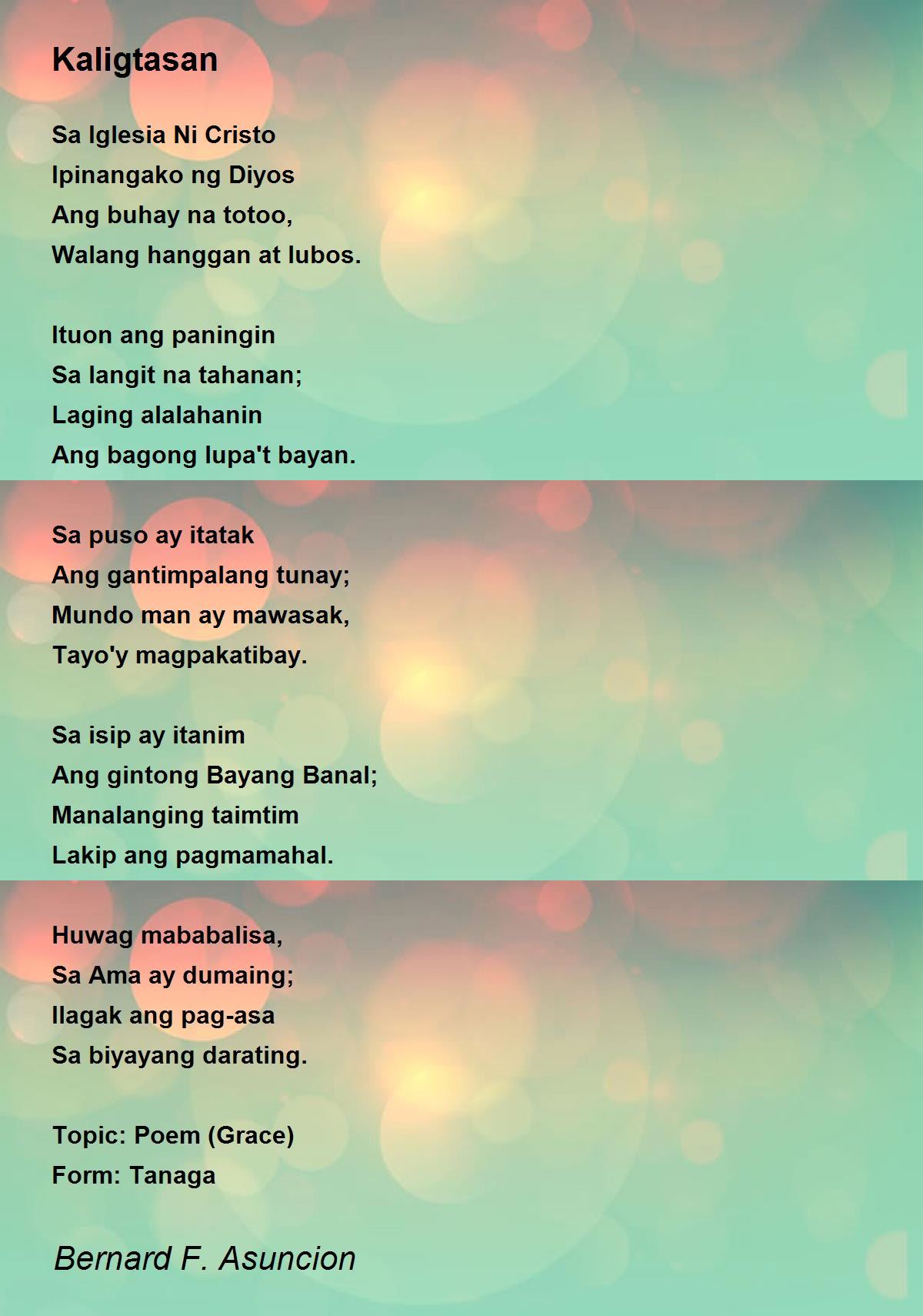 Kaligtasan Kaligtasan Poem By Bernard Asuncion, 56% OFF Kaligtasan Kaligtasan Poem By Bernard Asuncion, 56% OFF